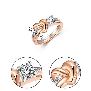 EVER FAITH Bridal Love Heart Promise Ring for Bride, Round Cubic Zirconia Two-Tone Intertwining Engagement Ring Valentine Gift for Woman Size 9
