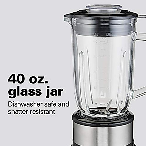 Hamilton Beach Multi-Mix Blender with 40oz Glass Jar and 14-Functions for Grinding, Puree, Ice Crush, Shakes and Smoothies, 800 Watts, Stainless Steel (54210)