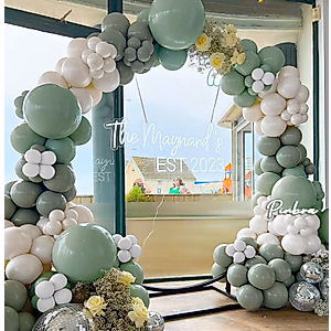 Sage Green White Balloon Garland Double Stuffed Dusty Green Balloons Pearl White Sand Olive Green Balloon Arch Kit Avocado Green Balloon For Neutral Baby Shower Bridal Shower Birthday Party Decoration