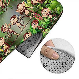 WONDERTIFY Monkeys Bathroom Antiskid Pad Doing Different Things in The Jungle 3 Pieces Bathroom Rugs Set, Bath Mat+Contour+Toilet Lid Cover