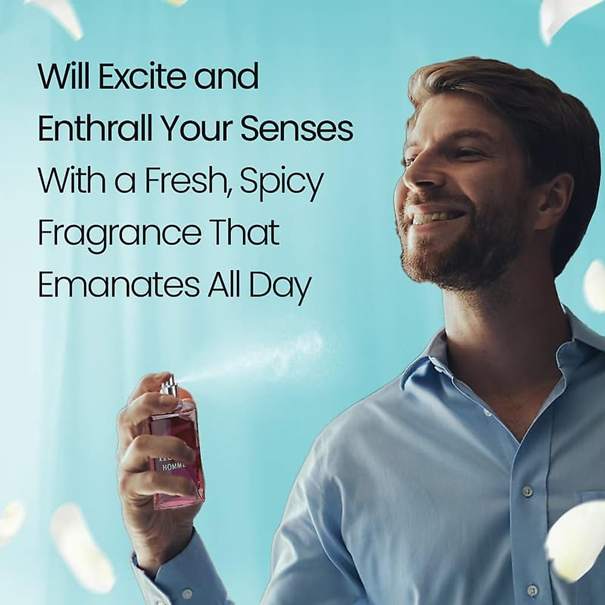 NovoGlow Hope Homme for Men - 100ml Eau De Parfum Spray for Men - Spicy Floral & Intense Fragrance Warm Scent Lasts All Day Long Includes Carrying Pouch Gift for Men for All Occasions