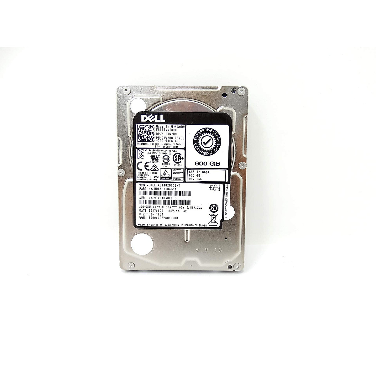 1W7HC Dell Enterprise 600GB 15K 12Gb/s SAS 2.5'' HDD Hard Drive (Renewed)