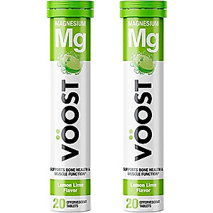 VOOST, Magnesium, Supports Bone Health and Muscle Health, Effervescent Vitamin Drink Tablet, No Sugar + Low Calorie Vitamin Supplement Blend, Lemon Lime Flavor, 40 Count