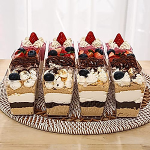 50Pack 5oz Square Dessert Cups with Lids and Spoons, Parfait Cups Clear Dessert Shooter Cups Appetizer Cups for Party with Pudding Fruit Ice Cream Cups