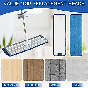 12 Pack Replacement Microfiber Pad for Universal Commercial 18 Inch Mop Head- Heavy Duty - Wet & Dry Commercial Cleaning Refills Reusable Mop Refills Fit for Most Microfiber Flat Mop System