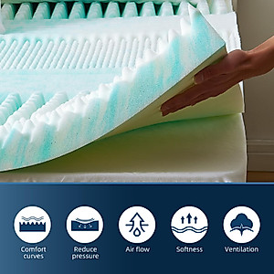 NOFFA Egg Crate Mattress Topper Full, 7 Zone Gel Cooling Memory Foam Topper Double, Full Foam Topper CertiPUR-US Certified, Blue Full Bed Topper Airflow Design 75 x 54 x 3 inches