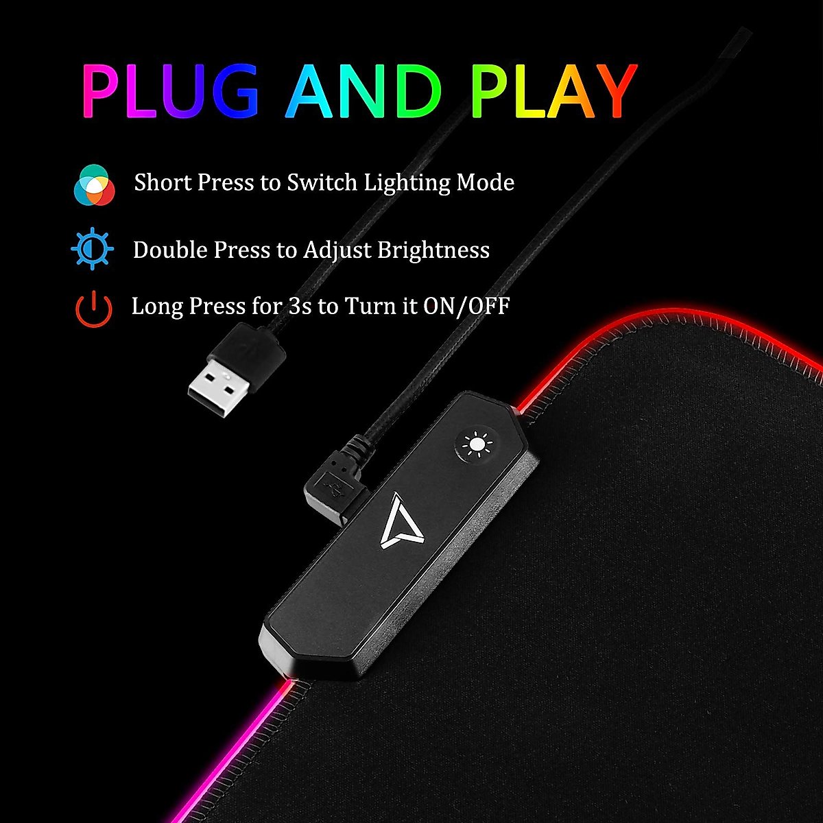 Dpower RGB Gaming Mouse Pad - Large Extended 13 Lighting Mode LED Soft Mouse Pad, Non-Slip Rubber Base, Waterproof, Computer Keyboard Mousepad Mat XL for Pro Gamer, 31.5X11.8Inch