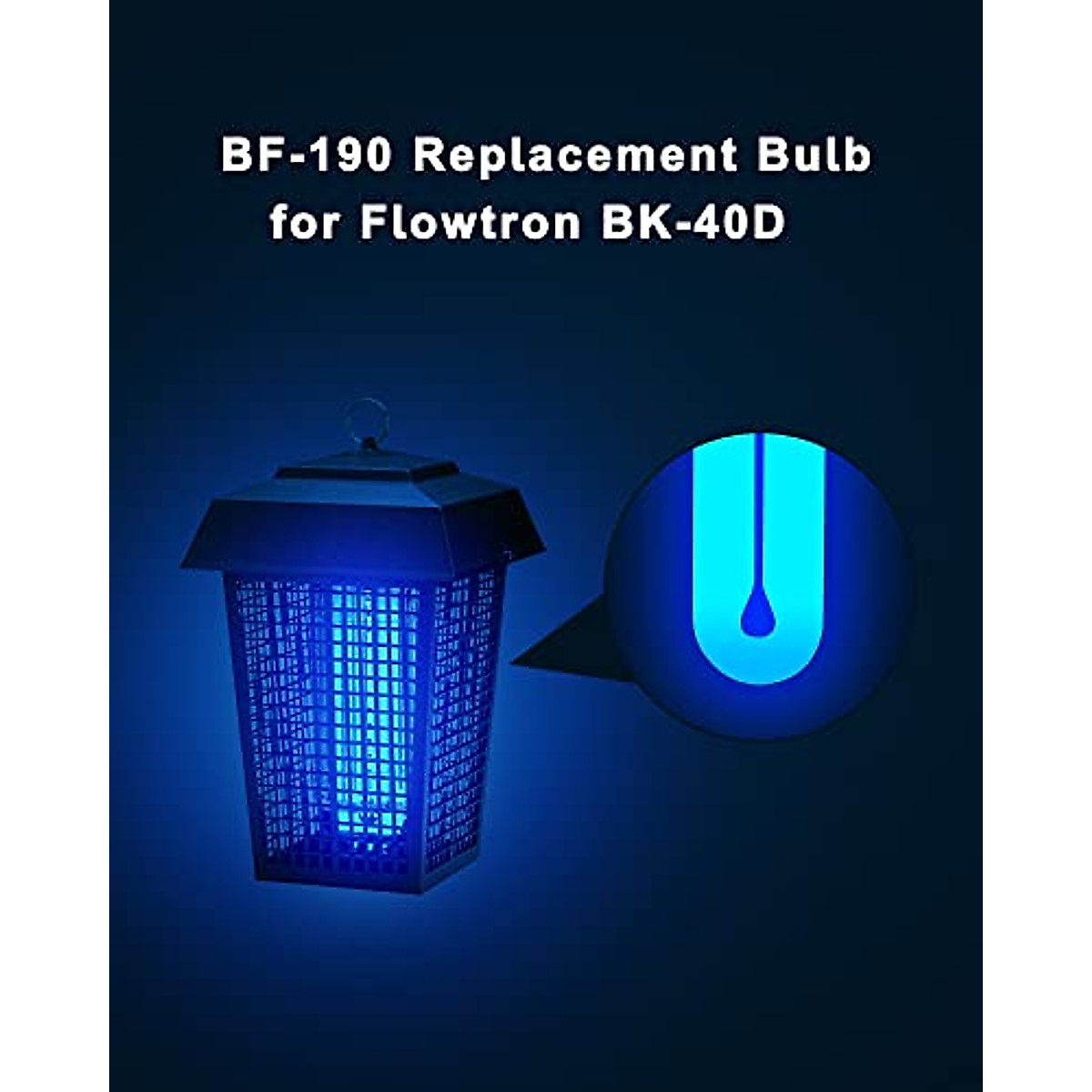 BF190 Replacement Bulb Compatible with Flowtron BK-40D Bug Zapper, 10 Inch FUL32T8/BL U Type Replacement Light Bulb for 32W Outdoor Electronic Insect Mosquito Killer, 2 Pack