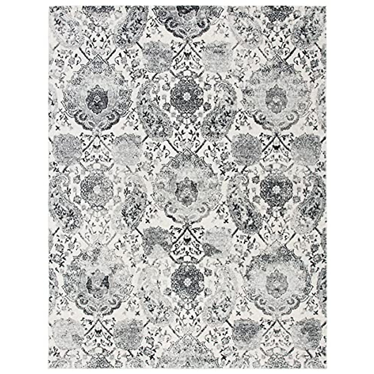SAFAVIEH Madison Collection 9' x 12' Cream Silver MAD600D Boho Chic Glam Paisley Non-Shedding Living Room Bedroom Dining Home Office Area Rug