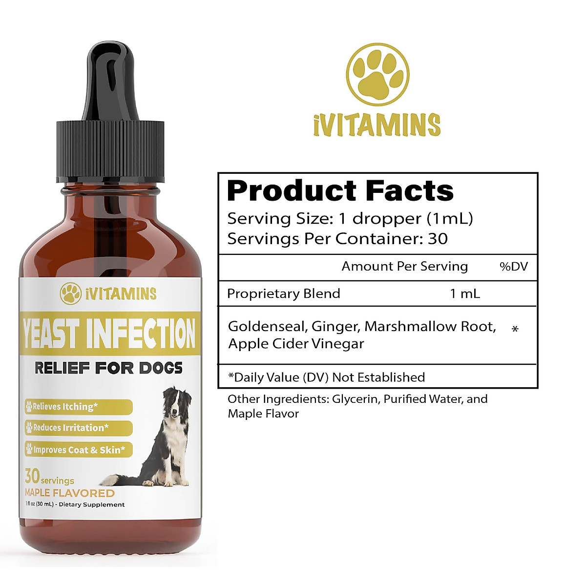 Natural Yeast Infection Relief for Dogs | Supports Healthy Itch & Inflammation Relief | Dog Ear Infection Treatment | 1 oz