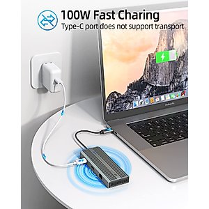 USB C Hub, SANZANG 8 in 1 USB-C Docking Station to HDMI Adapter, 4K@60Hz HDMI, 1Gbps Ethernet,100W Pass-Through Charging, SD/TF Card Slot,5Gbps 3.0 High Speed for MacBook