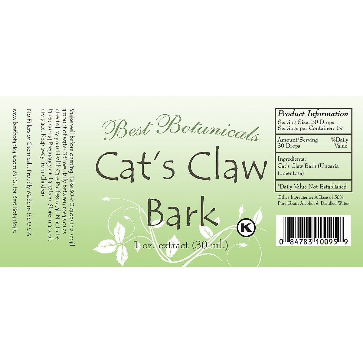 Best Botanicals Cat's Claw Bark Extract 1 oz.