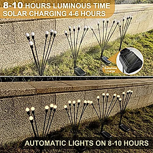 XIILSIE Solar Garden Lights, 6 LED Solar Firefly Starburst Swaying Lights Sway by Wind, 2 Modes Solar Landscape Path Lights Outdoor Waterproof Garden Yard Pathway Decoration Lights Warm White (2 Pack