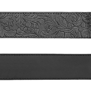 Guitar Strap, Printed Leather Guitar Strap PU Leather Western Vintage 60's Retro Guitar Strap with Genuine Leather Ends for Electric Bass Guitar,Wide Adjustment Range, with Tie,Include 2 Picks,Black