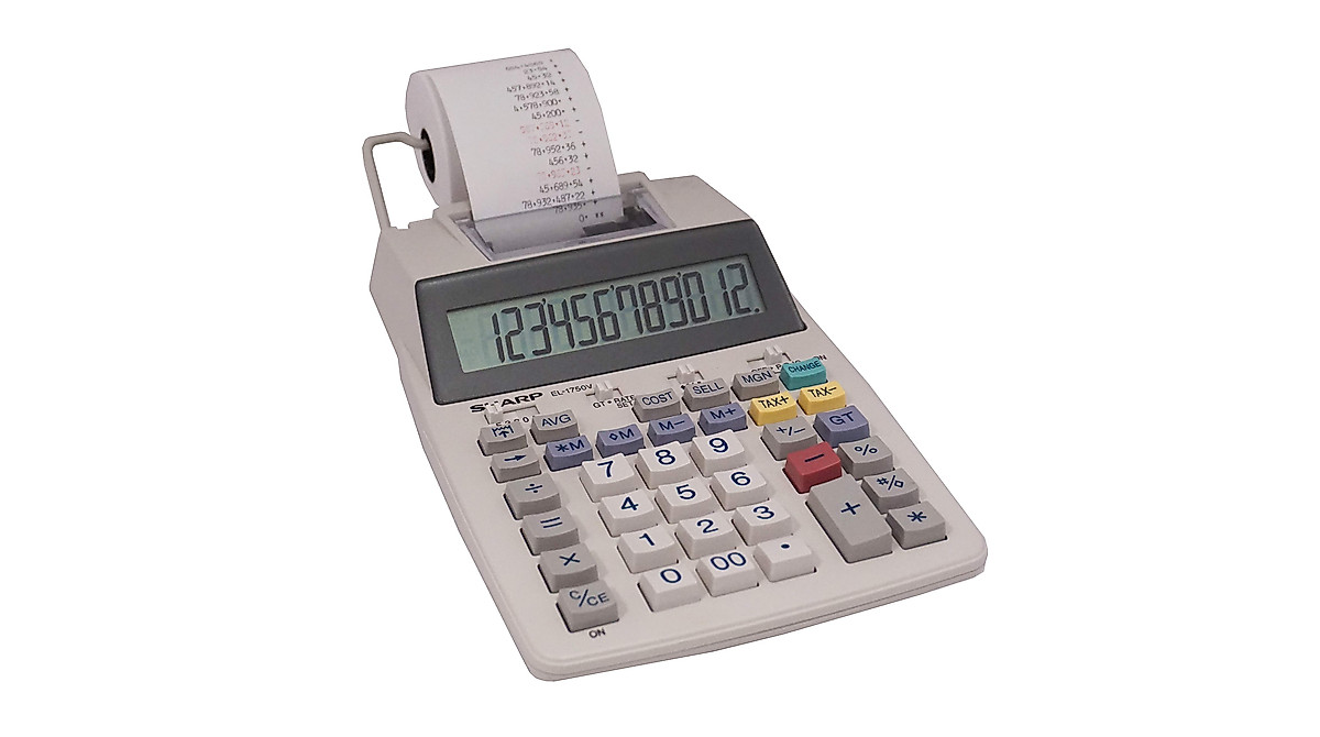 Sharp EL-1750V Printing Calculator - Fast 2-Color Business Tool