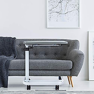OasisSpace Overbed Table, Hospital Bed Table with Holder, Adjustable Over Bedside with Wheels for Hospital and Home Use - Laptop, Reading, Eating Cart Stand - Bedridden, Elderly, Senior