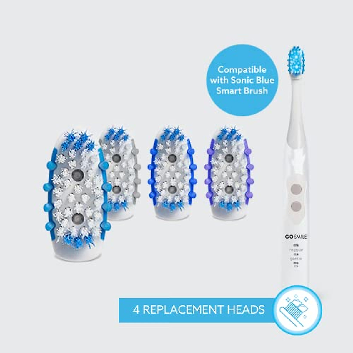 GO SMILE Dental Pro Replacement Brush Heads (4 count), Dentist Recommended antibacterial brush heads, Professional At-Home Teeth Whitening REFILL