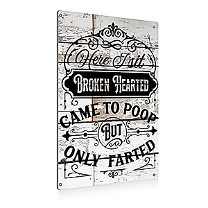 BEASTZHENG Funny Bathroom Saying Metal Tin Sign Wall Decor - Farmhouse Bathroom Quote Tin Sign for Toilet Restroom Home Decor Gifts