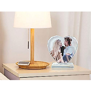 FANF&YKPY Personalized Crystal Custom Color Pictures - Heart-shaped Crystal Photo Frame, Birthdays, Wedding Anniversaries gift for her, Wedding Gifts, for Girlfriends, Husbands,Wife,Friends,Parents