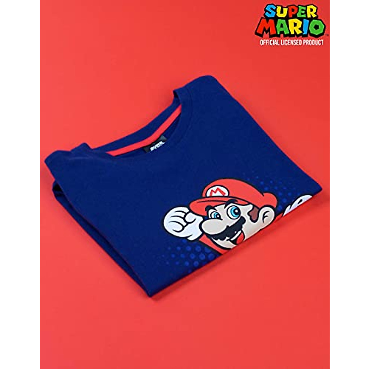 Super Mario Nintendo T Shirt Boys Kids Blue Short Sleeve Gamer Top 9-10 Years