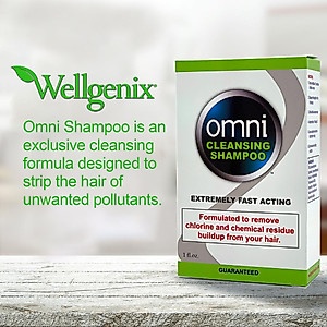 Omni Detoxifying Hair Cleansing Shampoo- Fast Acting Anti Residue Shampoo - Scalp Clarifying Formula for Dry Hair - Anti Chlorine Post Swim Shampoo, 1 Oz