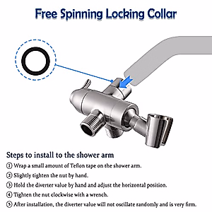 Shower Arm Diverter with Handshower Mount, G1/2 Brass Shower Diverter Valve Bathroom Universal Shower System Replacement for Handheld Shower and Fixed Shower Head(Brushed Nickle)