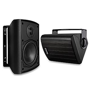 iHome IHSI-W400BT-PR-BLK Bluetooth 4-Inch 100W Weatherproof Speakers, Indoor/Outdoor, Wall/Ceiling Mount, Surround Sound, Pair - Ideal for Home Parties