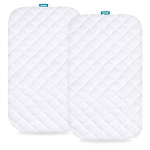 Bassinet Mattress Pad Cover Compatible with Mika Micky Bedside Sleeper, 2 Pack, Waterproof Quilted Ultra Soft Bamboo Sleep Surface, Breathable and Easy Care