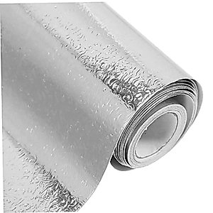 BESTonZON 1 roll Oil Silver Countertop Heat Supplies Cabinet Cover Backsplash Heat-Resistant Shelf Paper Self-Adhesive Tile Protector Adhesive Wall Proof Resistant Drawer