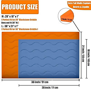 28" Silicone Griddle Mat for Blackstone, Food Grade Silicone/Unique Wave Pattern Design Griddle Accessories for Blackstone, Protective Mat for Griddle Surface, Grill Mat for outdoor grill-Blue