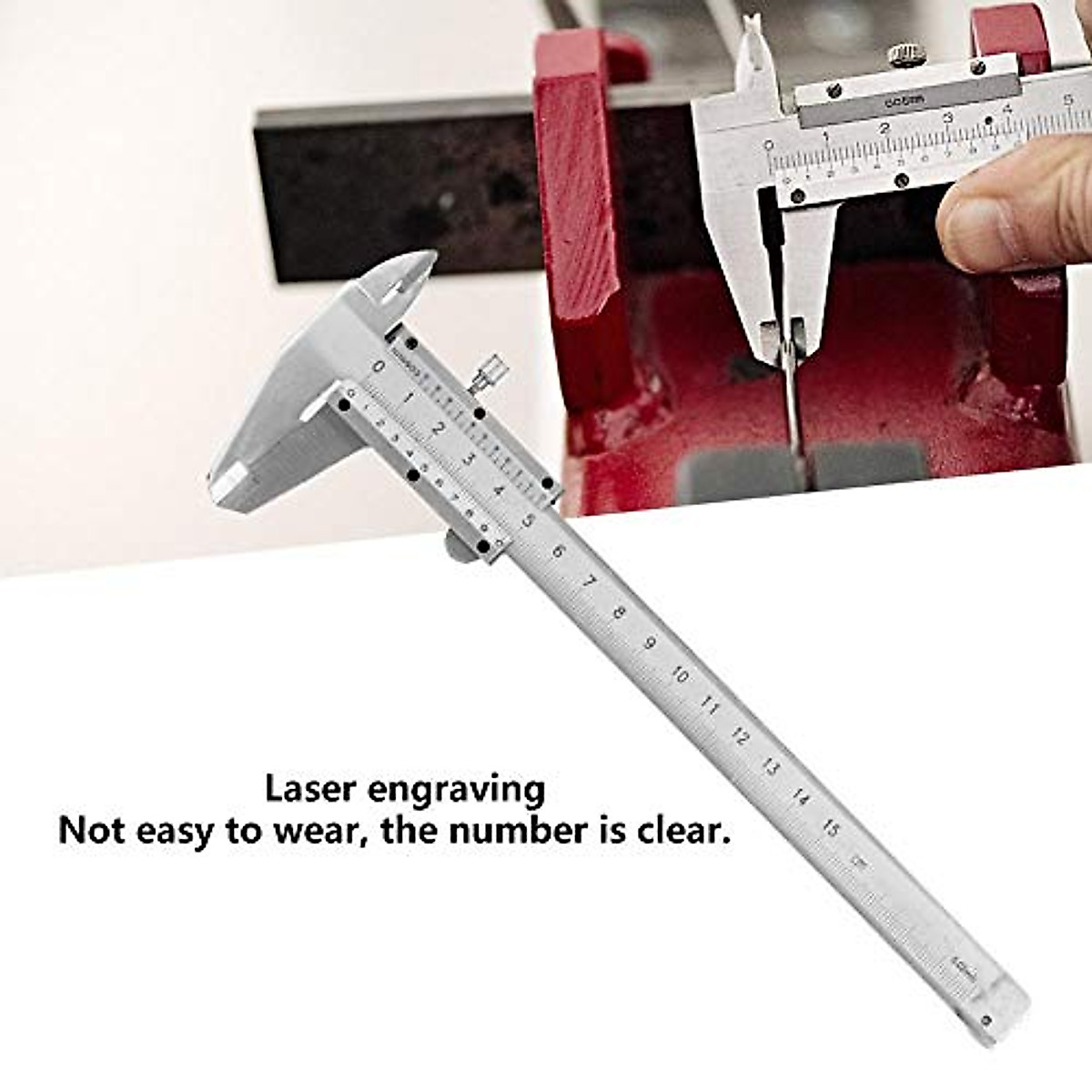 Caliper Vernier Ruler, High Accuracy Carbon Steel Metal Vernier Caliper Micrometer Gauge Measuring Tool 0-150mm Vernier Measuring Tool