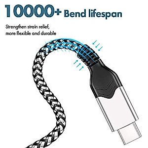 Deegotech USB C Cable 10ft, [2-Pack] Extra Long Nylon Braided USB C Charger Cable Type C Charger Fast Charging Compatible with Samsung Galaxy S10 S9 S8 Plus Note9 8 and More (3m)