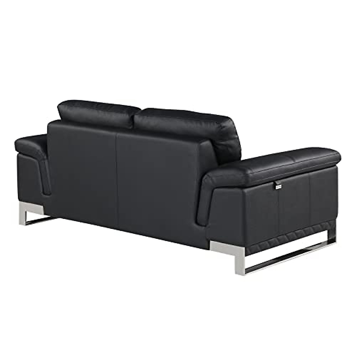 Blackjack Furniture Weston Collection Italian Leather Living Room, Den Loveseat, Black