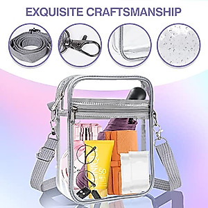 Clear Messenger Bag Stadium Approved,Clear Purse,Clear Crossbody Shoulder Bag with Adjustable Strap for Concerts, Sports Events Clear Bag(gray)