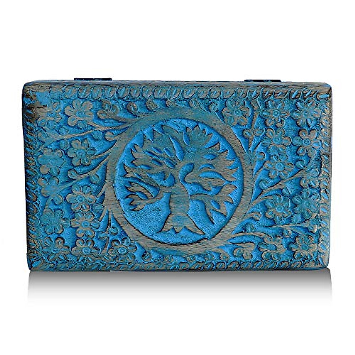 BHAVATU |Wooden Jewelry Box, Jewelry Box, Tarot Box, Celestial Home Decor, Witch Box, Tree of Life, Trinket Box |Size- 8" x 5" x 2.5",| Decorative Storage Bin