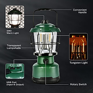 LED Camping Lantern, Rechargeable Batteries Powered Lantern 2500LM, Water Resistant Emergency Lantern for Power Outage, Hurricane, Hiking