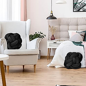 Nuenen 2 Pcs Knot Pillow Ball 12 Inch Flower Creative Knotted Throw Pillows Decorative Sofa Lumbar Pillow Floor Pillow Cushion for Home Bed Couch Car Office Decor Household(Black)