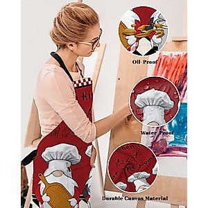 Yomandocix Chef Apron Adjustable Bib Aprons, Fat Chef Kitchen Cooking Apron with Pockets for Men Women Cook Gnomes