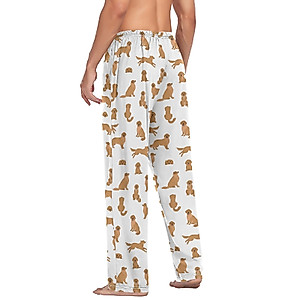 Ollabaky Men's Pajama Pants Golden Retriever Dogs Sleepwear Lounge Pajama Bottoms with Pockets, XL