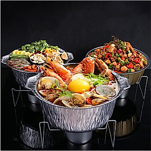 Aluminum Round Foil Pan Disposable Cooking Pots,8 Inch Disposable Aluminum Pots with Lids,Aluminum Foil Pots for Cooking,Disposable Food Container for Baking Cooking (5 Pcs)