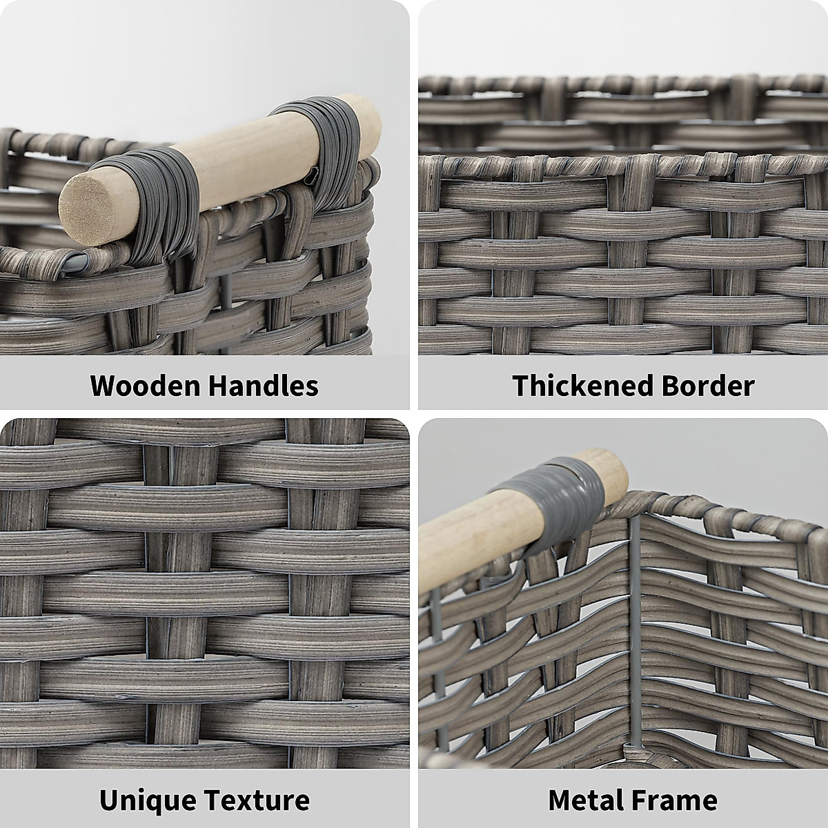 GRANNY SAYS Wicker Baskets for Storage, Wicker Baskets for Shelves, Toilet Basket Tank Topper, Waterproof Toilet Tank Basket, Toilet Paper Basket for Back of Toilet, 14¼" x 6½" x 4¼", Gray