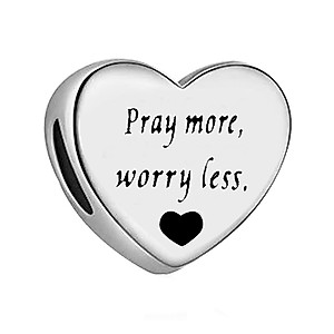 SBI Jewelry Bible Cross Heart Charm Compatible with Pandora Charm Bracelet Christmas Family Friends Jesus God Pendant Gift Crystal Clear Birthstone Anniversary