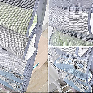 BOUTQ Hanging Closet Organizer Double Sided Underwear Bras Socks Storage 18 Mesh Pockets,Grey