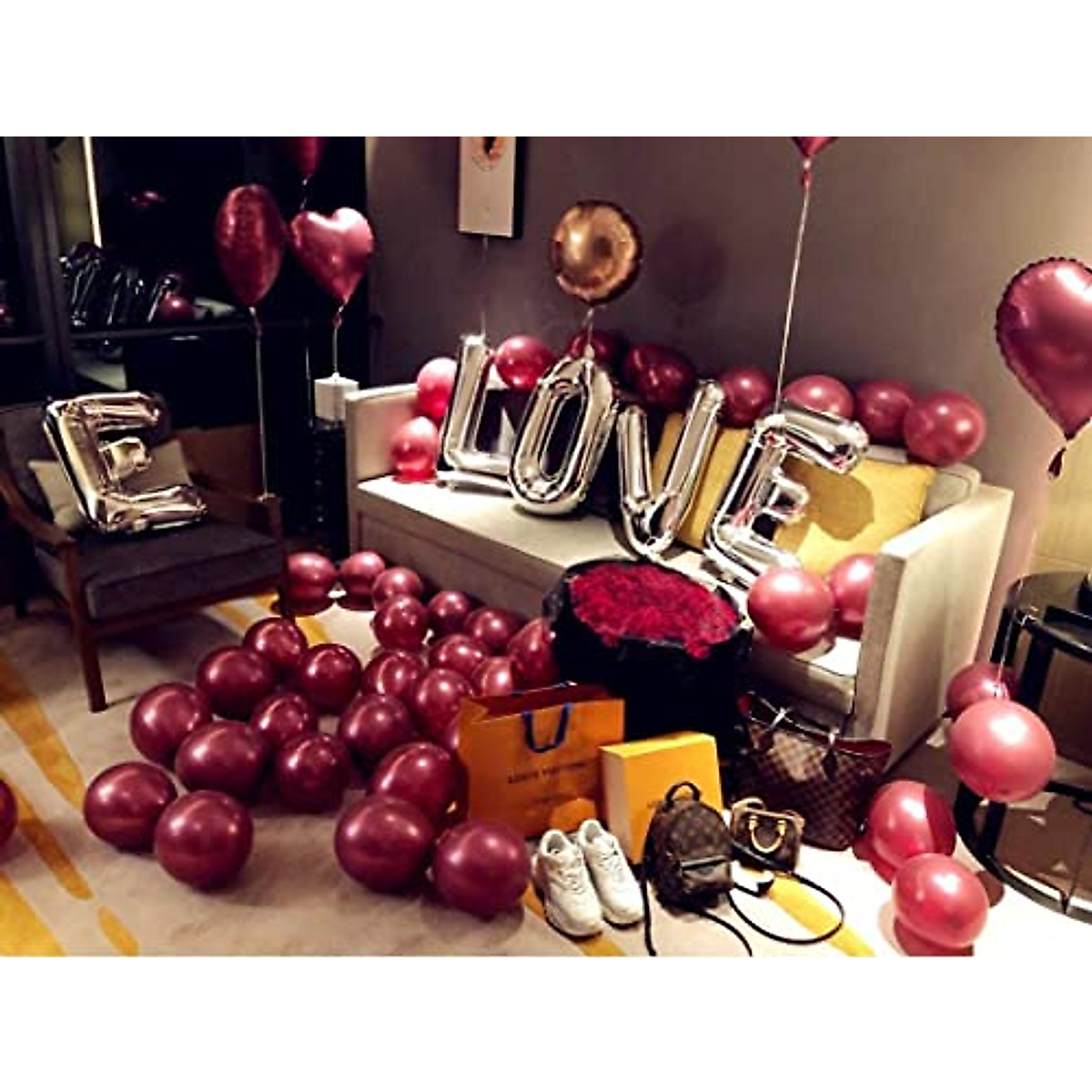 Burgundy Rose Gold Balloons of 30pcs for Burgundy Birthday Party Decorations Women/Fall Birthday Party Decorations/ Burgundy Rose Gold Wedding/2022 Graduation Decorations