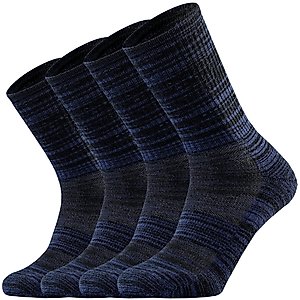Ortis Men's Merino Wool Cushion Crew Socks with Moisture Wicking Control Light Weight Breathable for Outdoor Hiking Cycling(Navy Blue L)