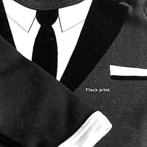 The Tiny Universe Baby Boy Onesie Dress Suit & Tie - Baby Romper, Formal Body Suit, Jumpsuit Gentleman Outfit - Original Swedish Design (All Black, 68 / 6M)