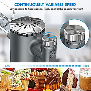 Hand Mixer Electric, Mixer Electric Continuously Variable Speed Control Mixers Kitchen Handheld, Eject Button / 5 Stainless Steel Accessories/Turbo Boost/Self-Control Speed for Baking Cake Egg Cream Food Beater