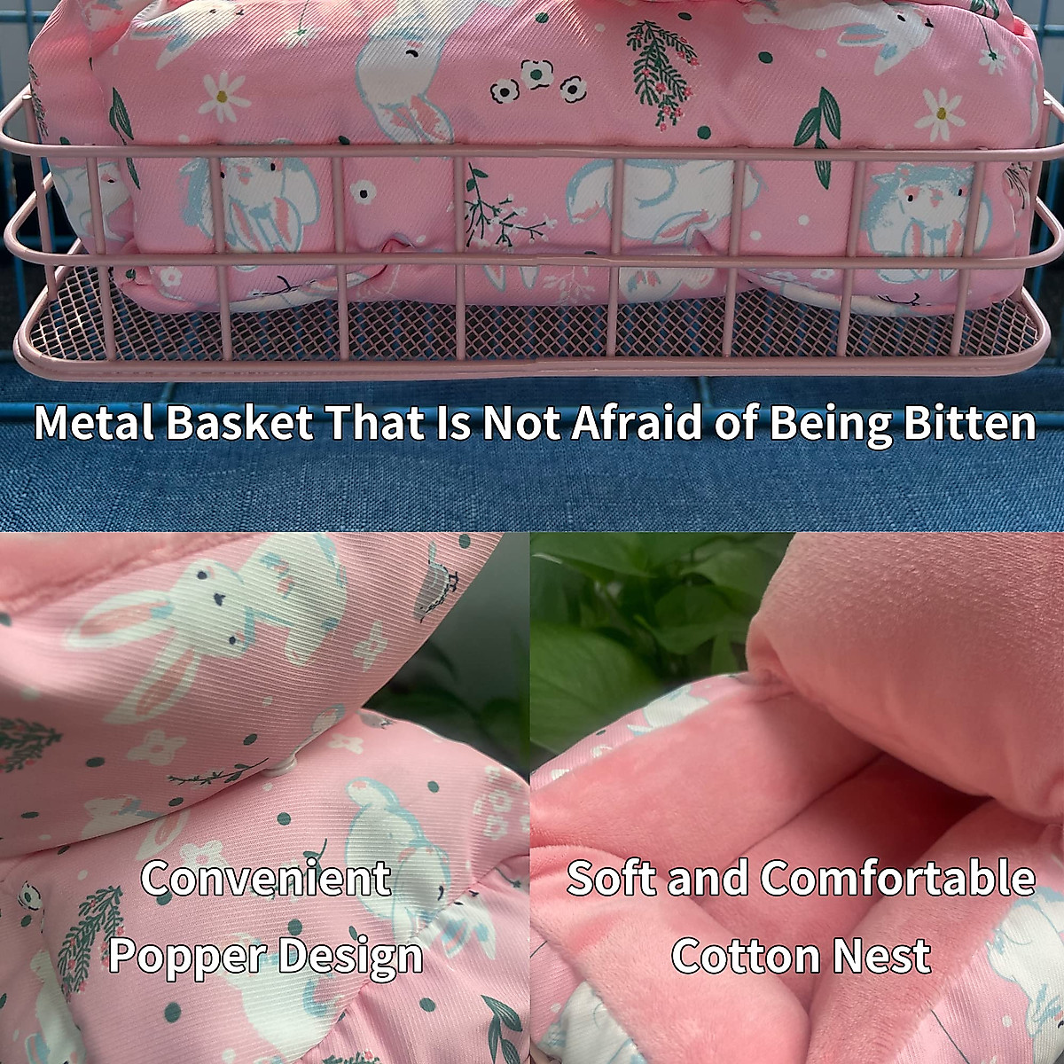 2 Pack Guinea Pig Rat Hammock Metal Year-Round Use，Small Animal Hanging Hammock for Cage Chew Proof，Mini Pet Covered Nest Hammock and Metal Basket for Rat, Mouse, Chinchilla, Ferret