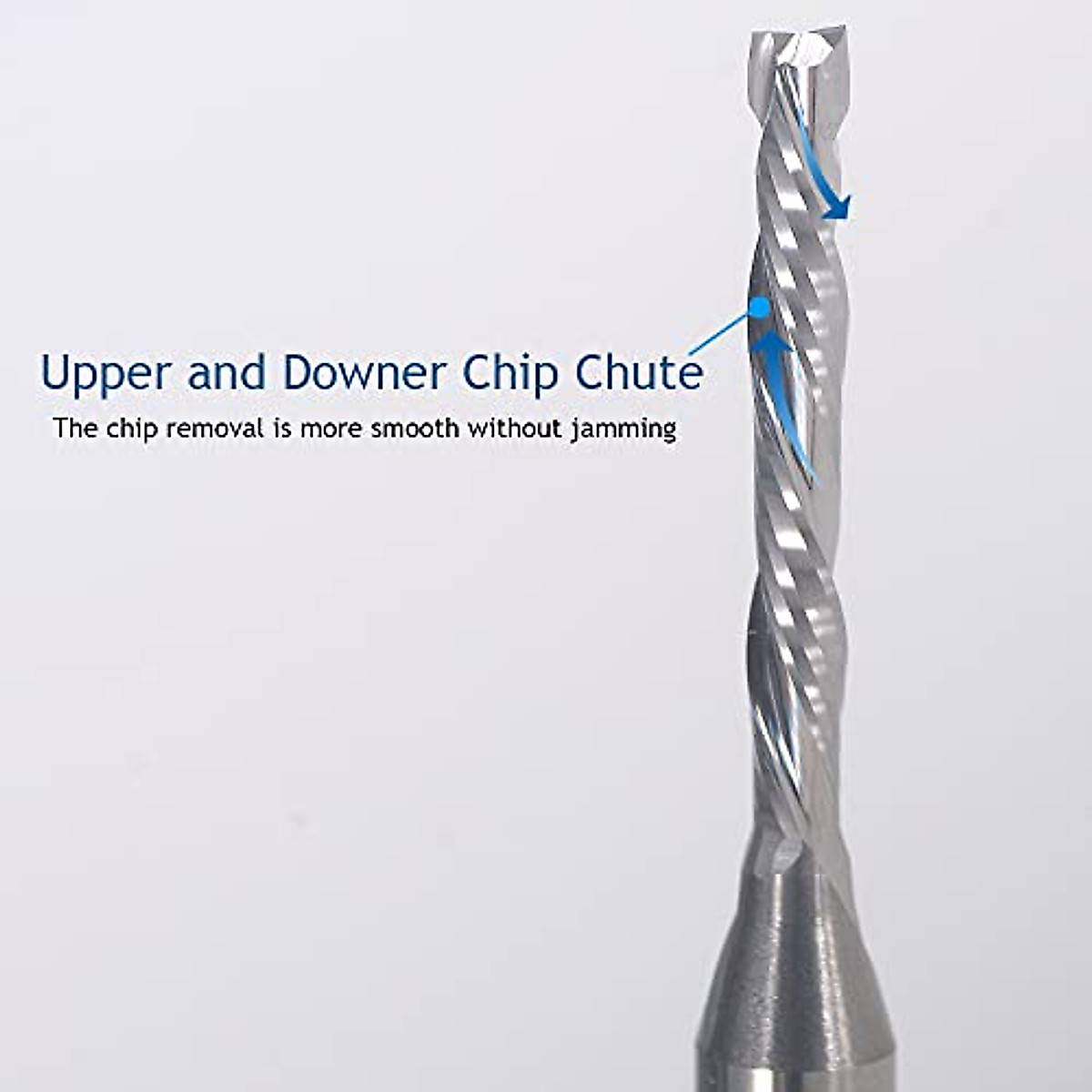 HOZLY Spiral Router Bits Up&Down Compression Bit 1/8 inch Cutting Diameter, 1/4 inch Shank HRC55 Solid Carbide CNC End Mill for Wood Carving Engraving Grinding