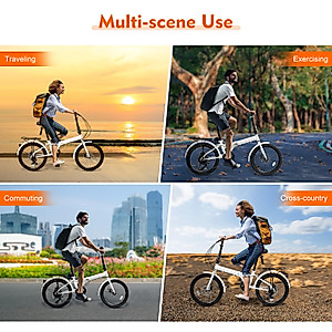 YIYIONCE 20inch Folding Bike 7 Speed Folding Bicycle City Carbon Steel Bicycle for Adults Foldable Bicycle with Adjustable Seats, Disc Brake & PU Foam for Exercising(Iron T-Shape) | US Stock